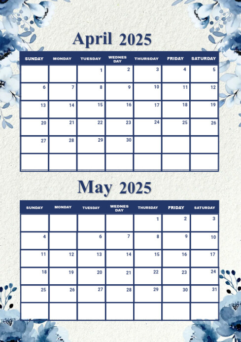White List-based April Calendar A4 Template | PosterMyWall