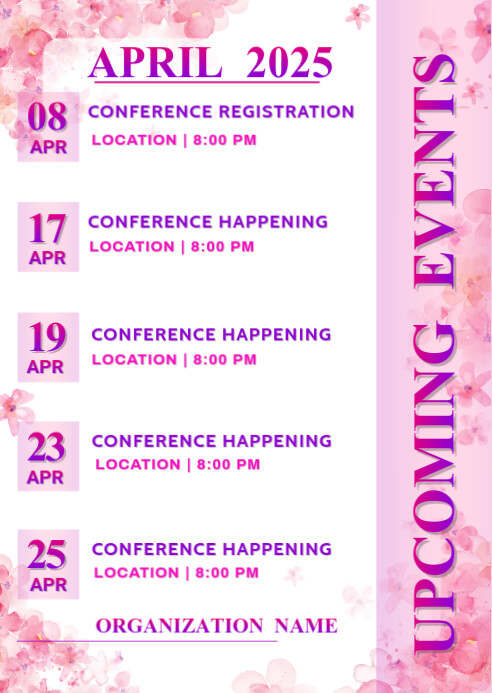 Copy of White List-based April Upcoming Events A6 | PosterMyWall