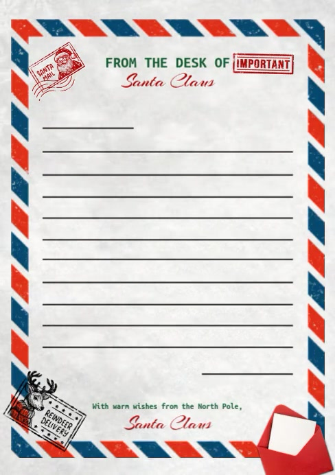 Szablon White List-based Blank Santa Letter Template A4 | PosterMyWall