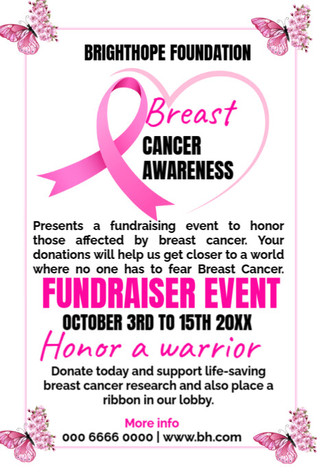 Copy of White List-based Breast Cancer Fundraising Poster | PosterMyWall