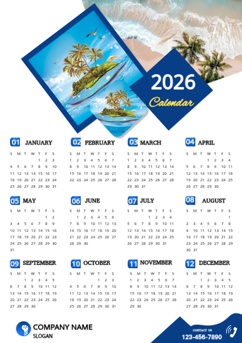 White List-based Calendar 2026 January To December A4 Template ...