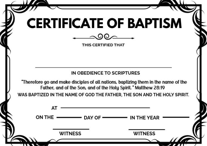 White List-based Certificate Of Baptism A4 Template | PosterMyWall