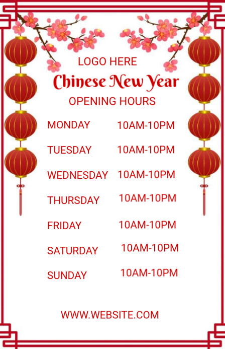 White List-based Chinese New Year Opening Hours Tabloid Template ...