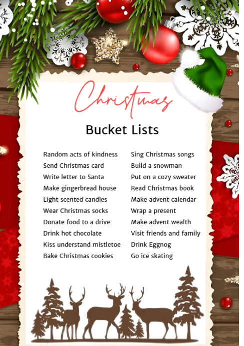 White List-based Christmas Bucket List Design A4 Templat | PosterMyWall