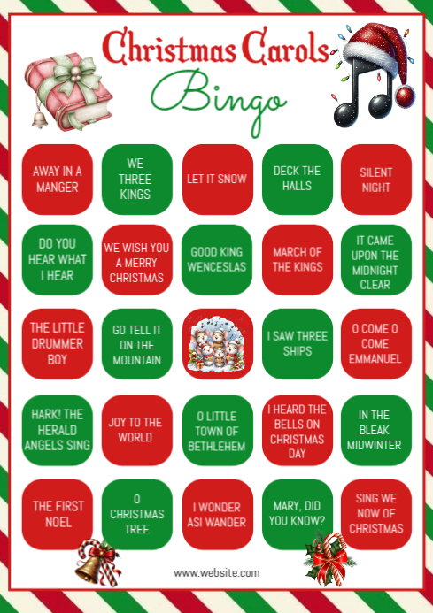 Copy of White List-based Christmas Carol Bingo A4 | PosterMyWall