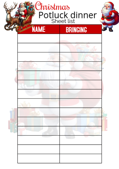White List-based Christmas Dinner List Design A4 Template | PosterMyWall