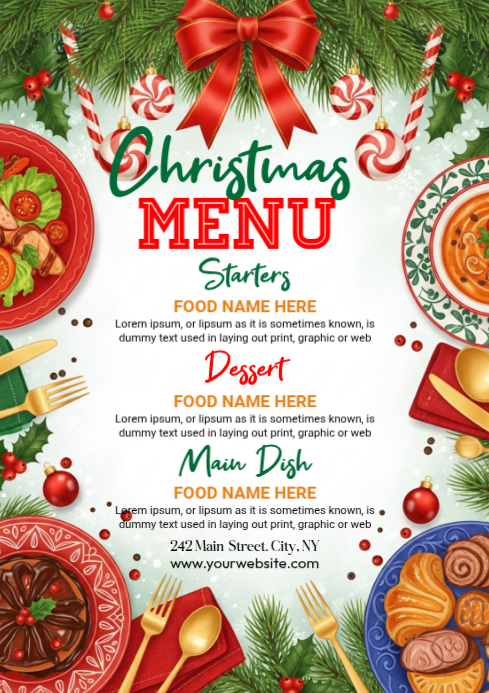 White List-based Christmas Food Menu A4 Template | PosterMyWall