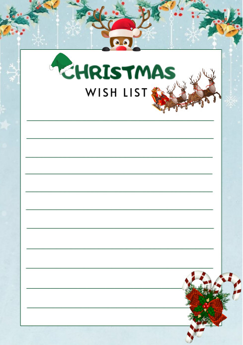Copy of White List-based Christmas List Template A4 | PosterMyWall