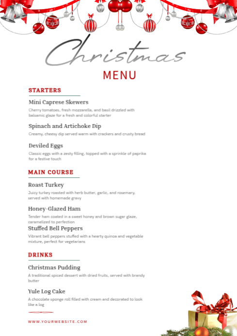 Plantilla de White List-based Christmas Menu Card For Restaurant Menu ...