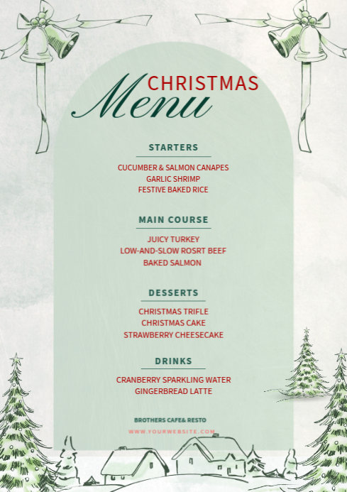 White List-based Christmas Menu Flyer Design A4 Template | PosterMyWall