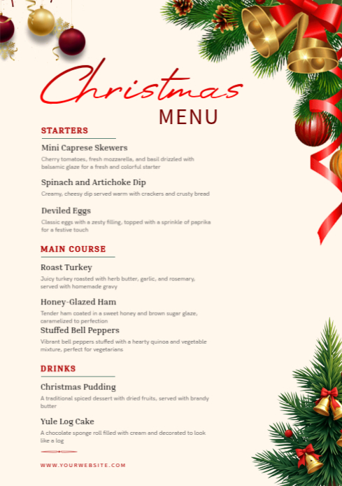 Plantilla de White List-based Christmas Menu Restaurant Ad Flyer A4 ...