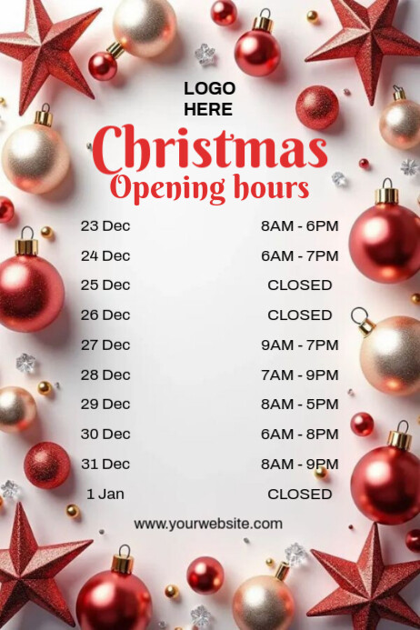 Copy of White List-based Christmas Open Hours Poster | PosterMyWall