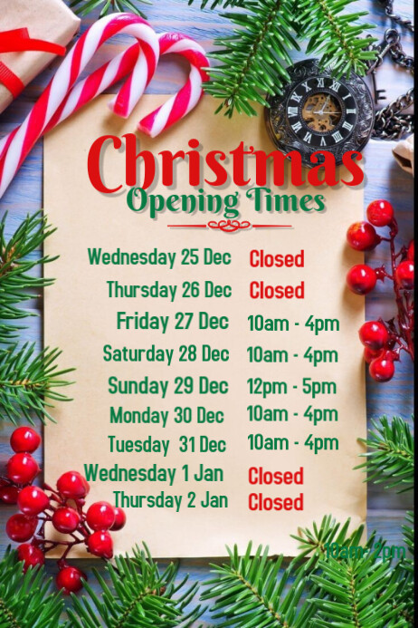 Copy of White List-based Christmas Opening Times Card Template Poster | PosterMyWall