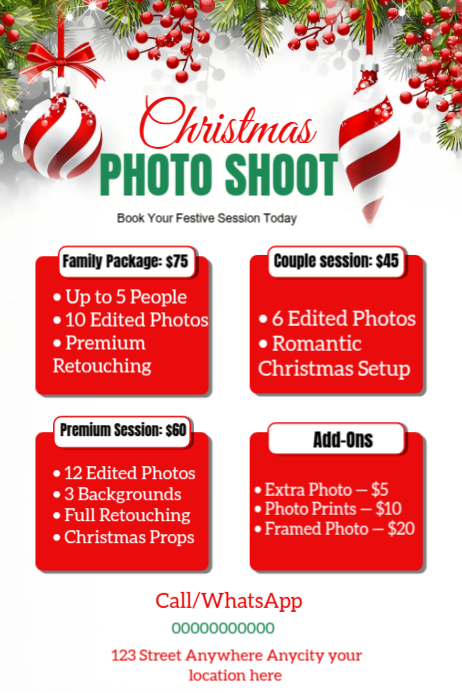 White List-based Christmas Photoshoot Booking Poster Template ...