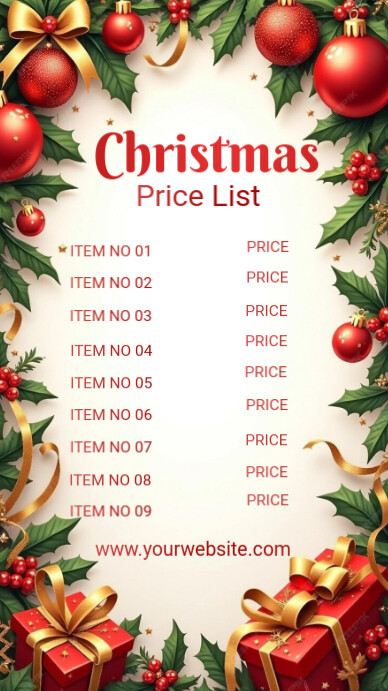 White List-based Christmas Price List Instagram Story Template ...
