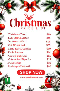 White List-based Christmas Price List Poster Template | PosterMyWall