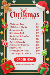 White List-based Christmas Price List Poster Template | PosterMyWall
