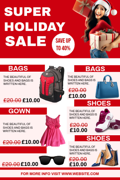 White List-based Christmas Sale Promotion Template Design Poster ...