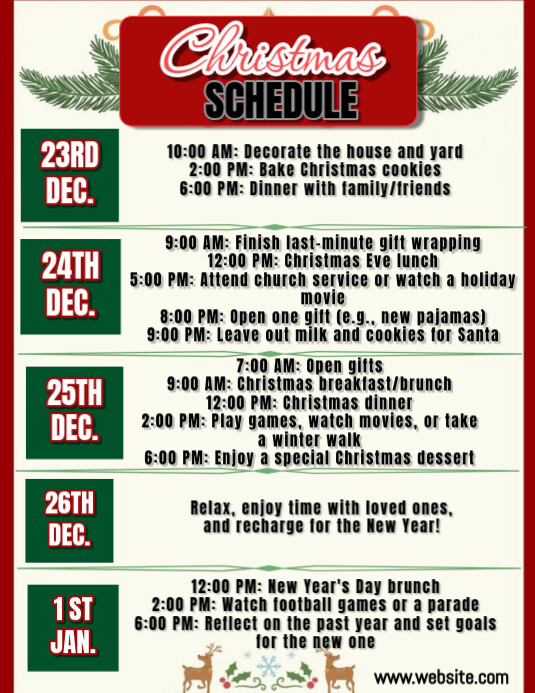 White List-based Christmas Schedule Flyer (us Letter) Template ...