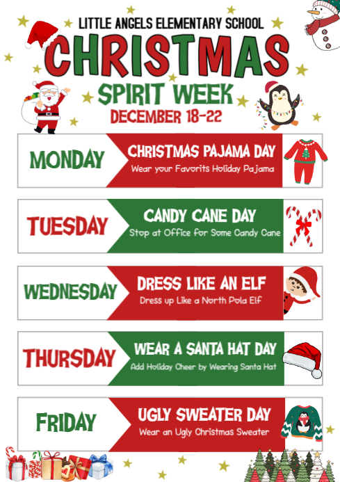 White List-based Christmas Spirit Week A4 Template | PosterMyWall