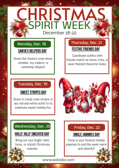White List-based Christmas Spirit Week Template A6 | PosterMyWall