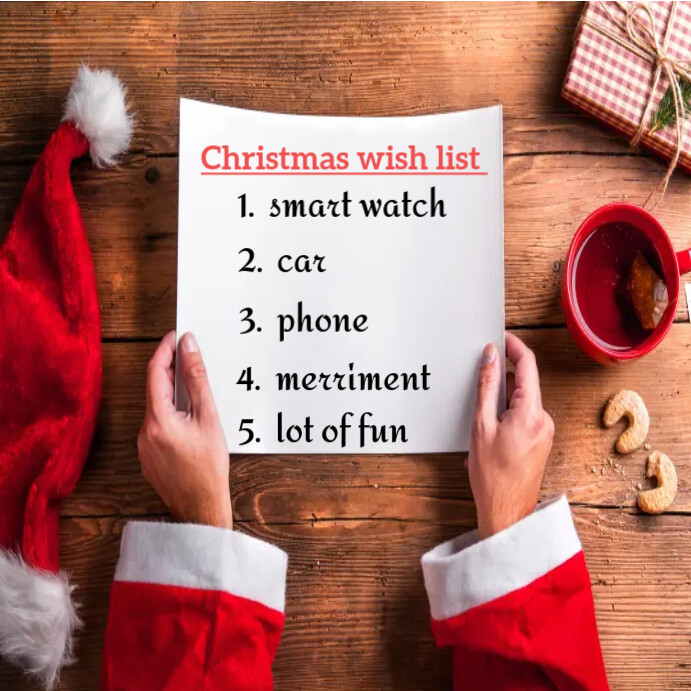 White List-based Christmas Wish Instagram Post Template | PosterMyWall