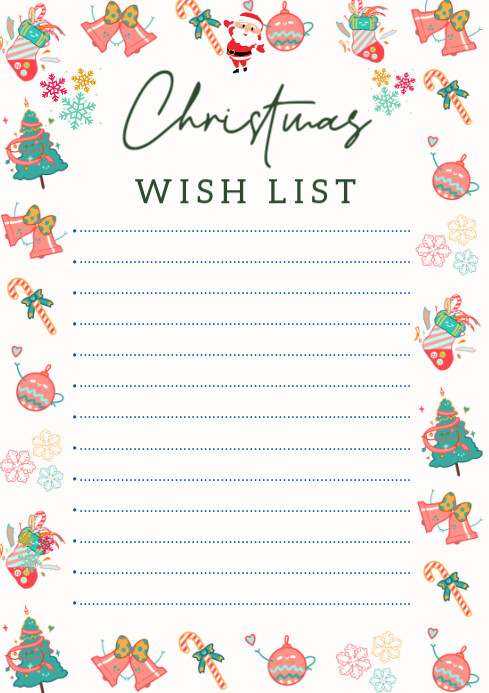 White List-based Christmas Wish List A4 Templat | PosterMyWall