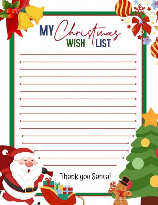 White List-based Christmas Wish List Flyer (us Letter) Template ...