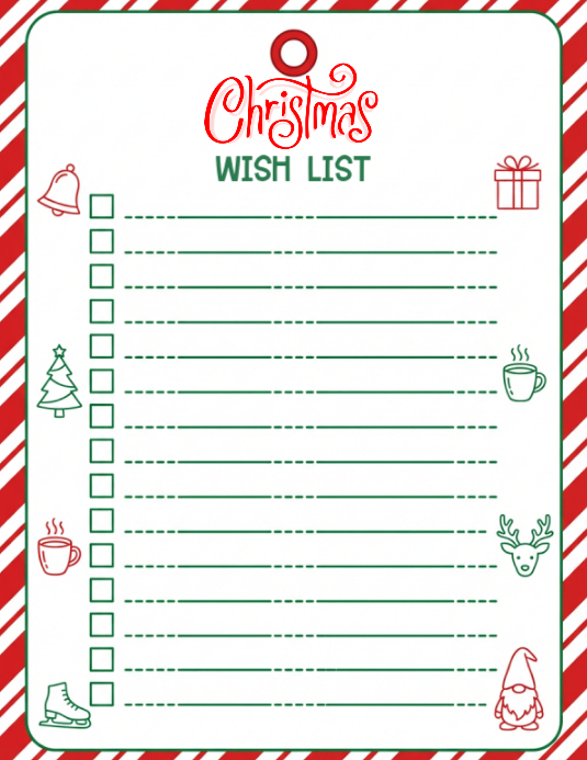 White List-based Christmas Wish List Flyer (us Letter) Template ...