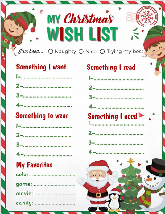 Copy of White List-based Christmas Wish List Flyer (us Letter ...