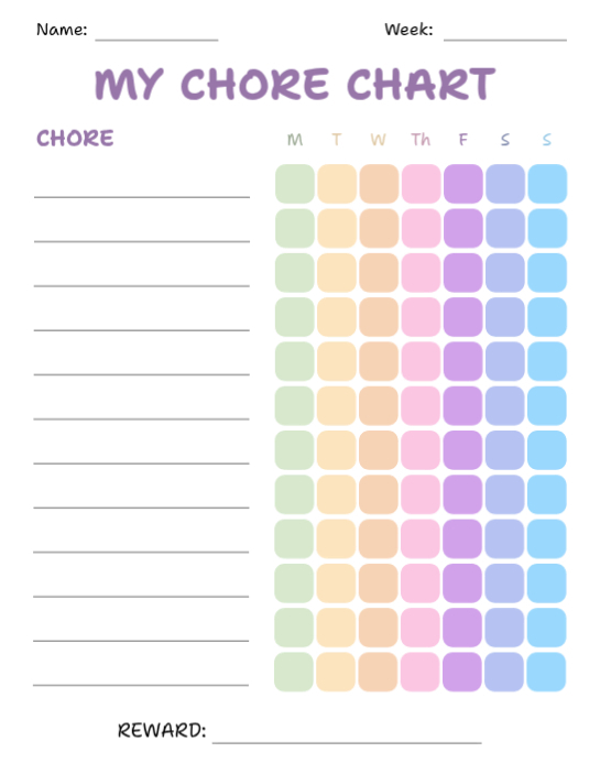White List-based Colorful Chore Chart (us Letter) Template | PosterMyWall