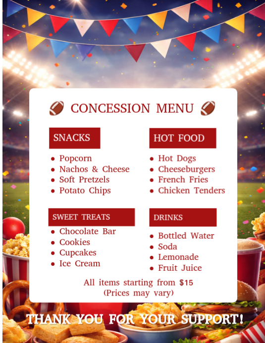 White List-based Concession Menu Template Flyer (us Letter) | PosterMyWall