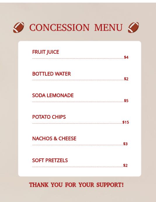 White List-based Concession Menus Flyer (us Letter) Template | PosterMyWall