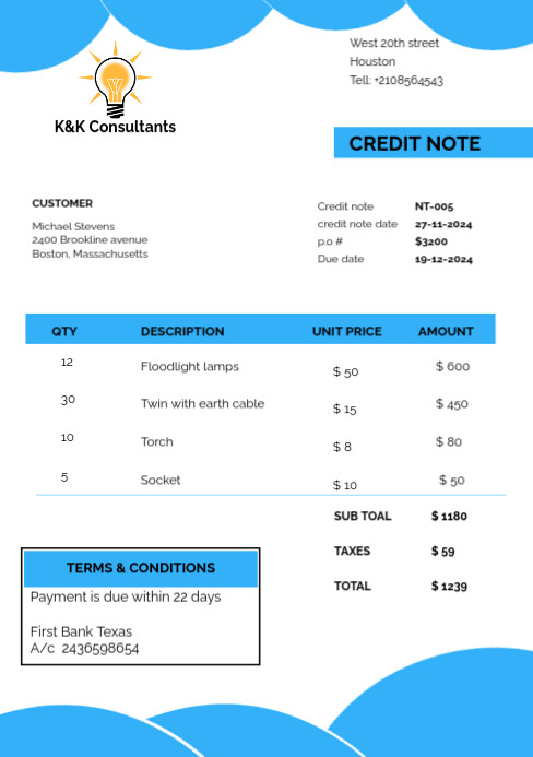 White List-based Credit Note Template A5 | PosterMyWall