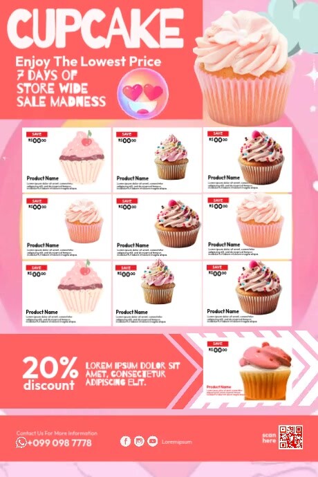 White List-based Cupcake Catalog Poster Template | PosterMyWall