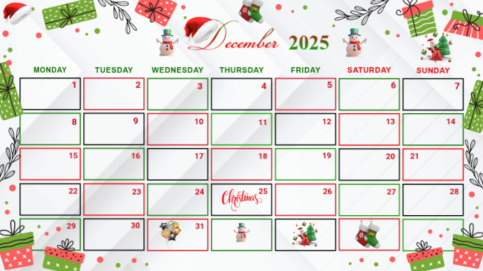 White List-based December Calendar Presentation (16:9) Template ...