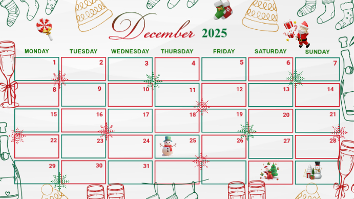 White List-based December Calendar Presentation (16:9) Template ...