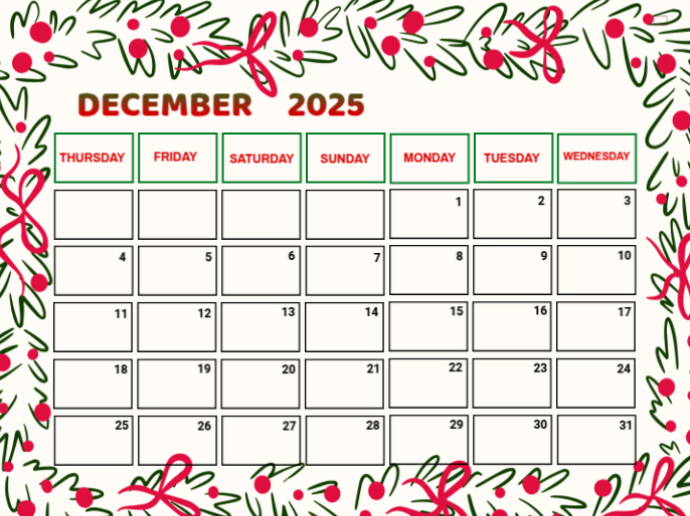 White List-based December Calendar Presentation Template | PosterMyWall