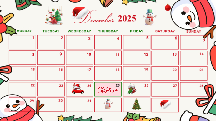 White List-based December Calendar Presentation (16:9) Template ...