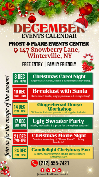 White List-based December Events Calendar Instagram Story Template ...