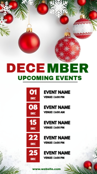 White List-based December Upcoming Events Instagram Story Template ...