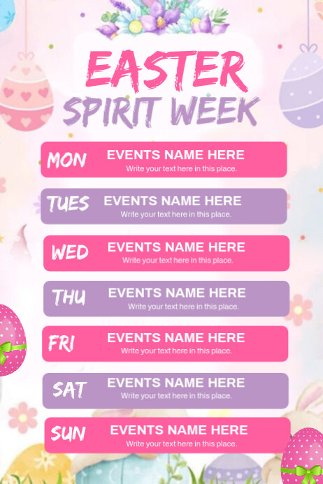 White List-based Easter Spirit Week Invitation Templates Poster ...