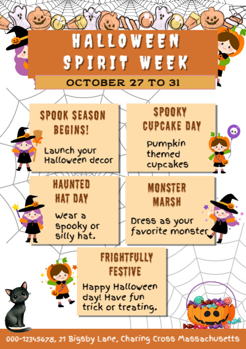 Copy of White List-based Editable Halloween Spirit Week Flyer Template ...