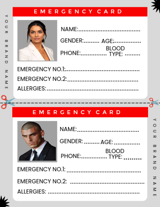 White List-based Emergency Id Card Flyer (us Letter) Template ...