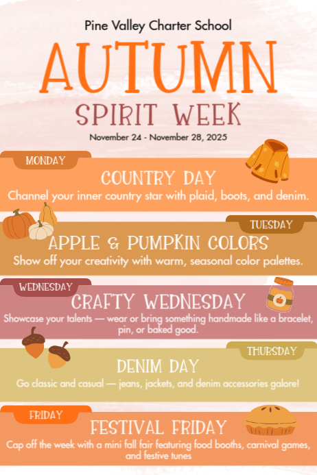 Plantilla de White List-based Fall Spirit Week Poster | PosterMyWall