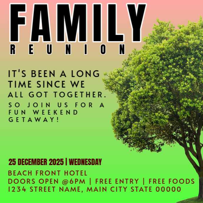 White List-based Family Reunion Instagram Post Template | PosterMyWall