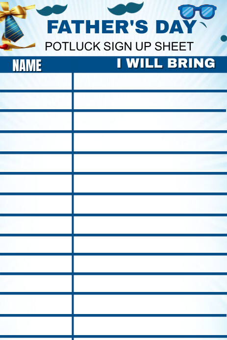 White List-based Father's Day Potluck Sign Up Template | PosterMyWall