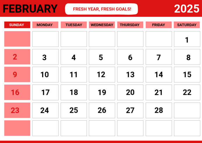Copy of White List-based February Calendar 2025 Postcard | PosterMyWall