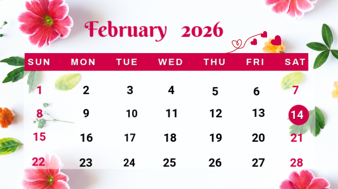 White List-based February Calendar Digital Display (16:9) Template ...
