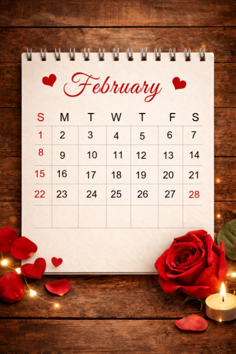 White List-based February Calendar Poster Template | PosterMyWall